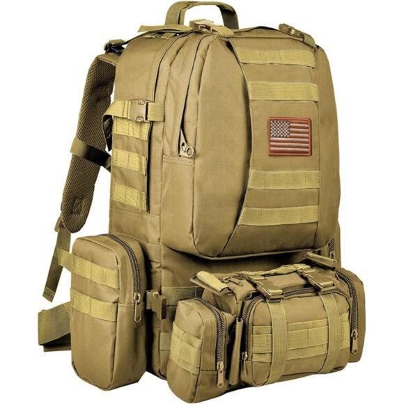 Bags | Tactical Backpack Rucksack Assault Pack Detachable Molle Bag Tan ...